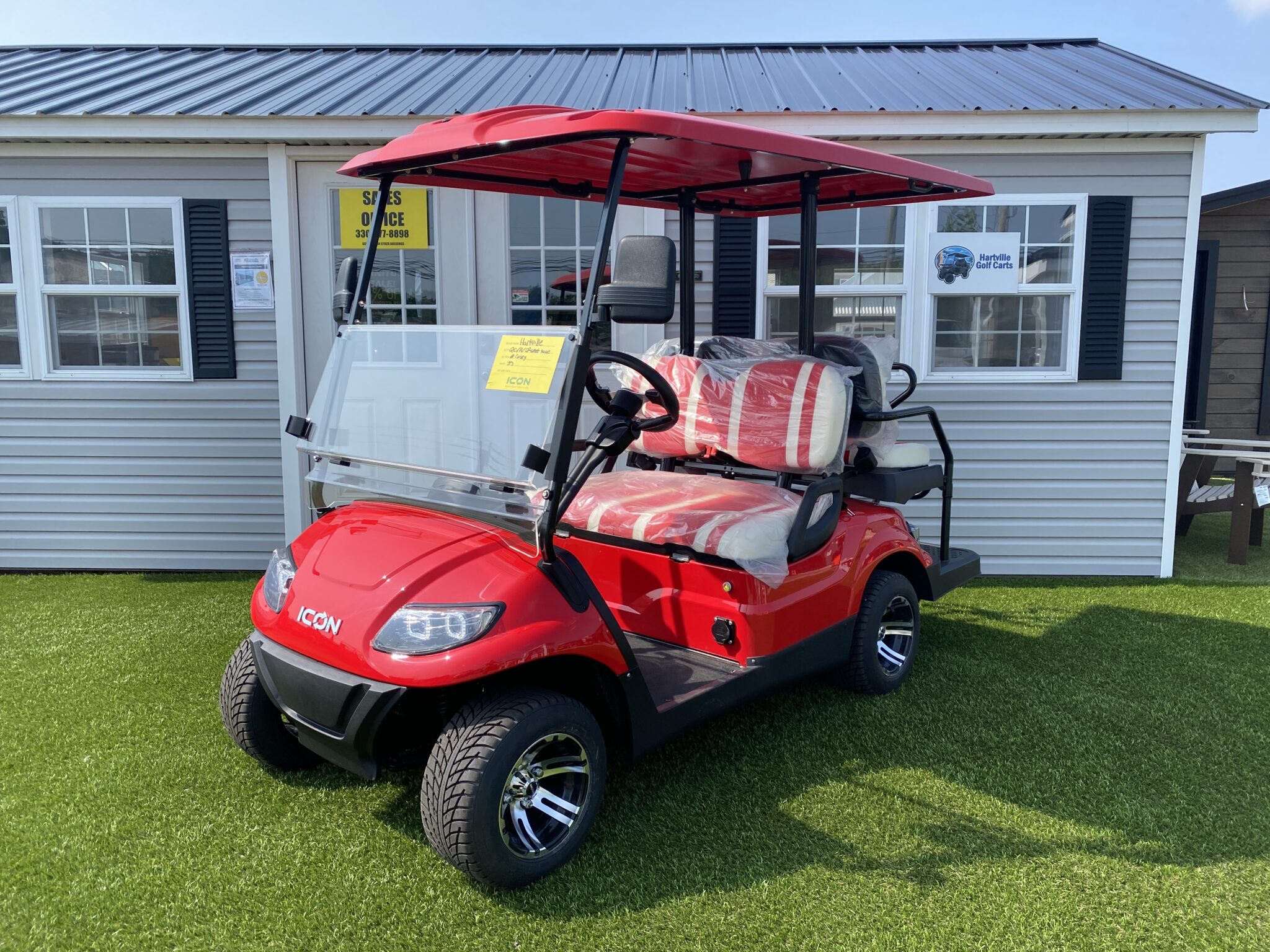 Red and White Golf Cart - Icon EV I-40 - Hartville Golf Carts